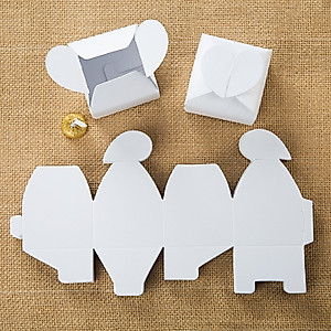 AWELL White Candy Box Bulk 2.5x2x2.5 inches with Heart Bow Party Favor Box,White Glitter,Pack of 50