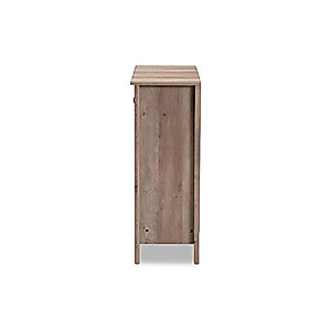 Baxton Studio Derek Modern and Contemporary Transitional Natural Oak Finished Wood 3-Door Shoe Cabinet