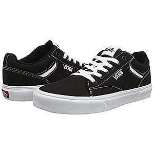 Vans Men's Seldan Sneaker, Black Canvas Black White 187, 12