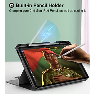 Bostone iPad Pro 12.9 Case 2021 5th Generation, 7 Viewing Angles Magnetic Stand, Smart Auto Sleep/Wake Protective iPad Pro 12.9 Case Cover Shockproof with Pencil Holder, Black