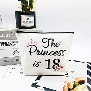 18th Birthday Gifts for Women Best Friend Daughter Funny 18 Year Old Birthday Gift for Her The Princess is 18 Cute Makeup Bag Celebrate Turning Eighteen