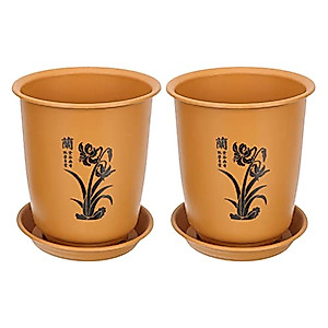 ERINGOGO Indoor Hanging Planters 2 Pack Orchid Pots with Saucer, 6 Inches Decorative Flower Pot with Drainage Holes, Plastic Bonsai Succulent Planter for Indoor Outdoor Plants Hanging Flower Pot