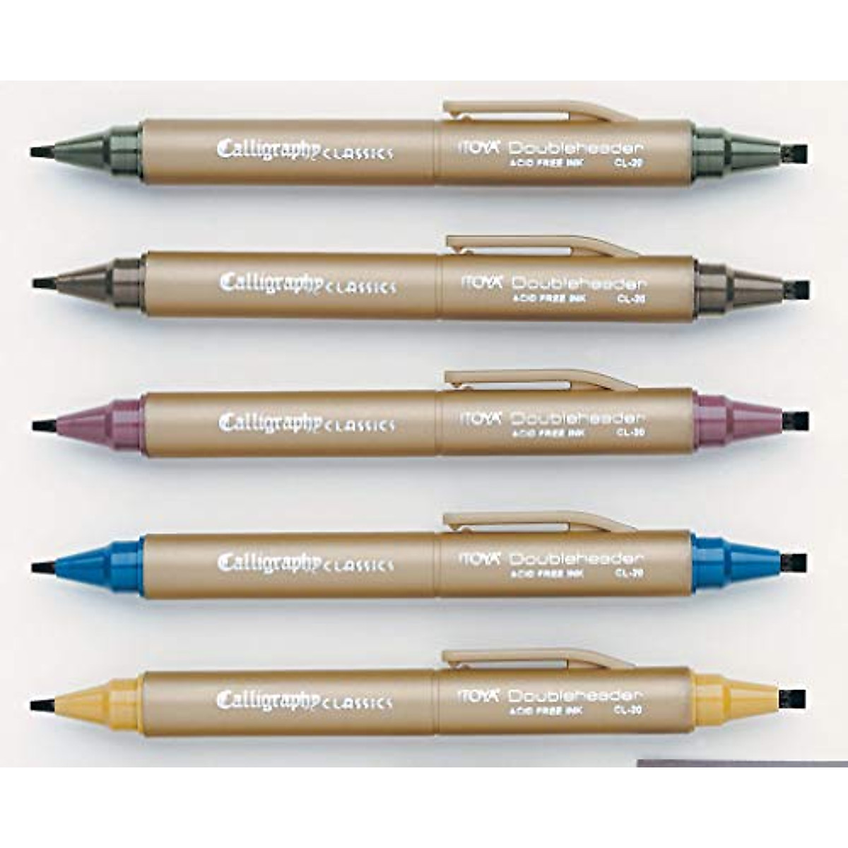 PROFOLIO by Itoya, Calligraphy Classics Doubleheader Marker, 1.5mm and 3mm Chisel Tips, Set of 6