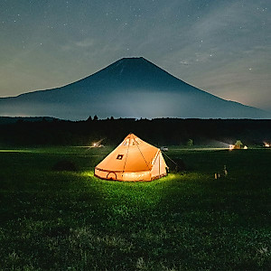 UNISTRENGH 5M Star Gazer Bell Tent 4 Season Waterproof Cotton Canvas Glamping Yurt Tent with Stove Jack Hole and Roof Windows for 6-8 Persons Camping Hunting