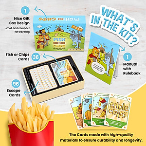 THE GREAT FRIES ESCAPE - Foodie Adventure Card Game for Kids, Easy to Learn Playing Cards for Kids, Ideal for Family Game Night, Party Game, Camping - Fun Artwork | 2-7 Players, Ages 6 & Up