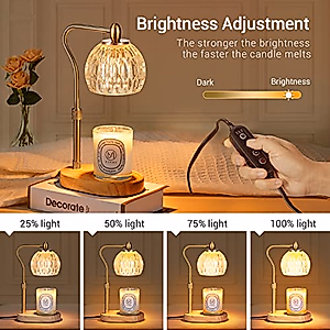 NVRGIUP Candle Warmer, Candle Warmer Lamp with Timer & Dimmer Candle Warmer Height Adjustable Scented Candles, Candle Warmer with 2 * 50W Bulbs for Home Decor (Gold)