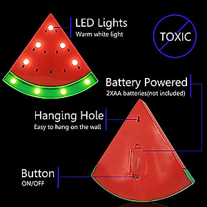 LED Marquee Signs Watermelon Night Lights, Battery Operated Watermelon Shaped Desk Table Lamp for Christmas Kids, Baby, Child, Girl Gift, Nursery Room, Wall Decor- Red Watermelon