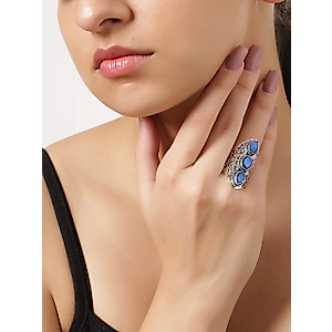 YoTreasure Labradorite Solid 925 Sterling Silver 3 Stone Ring