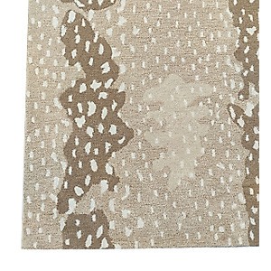 Handmade Area Rug Antelope Cheetah Hand Tufted Wool Animal Design Beige 3x5 5x8 8x10 9x12 2.5x8 (5 feet x 8 feet)