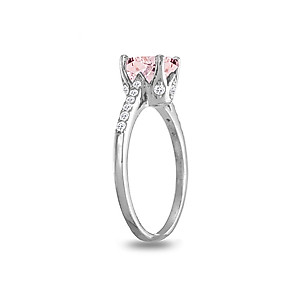 B. BRILLIANT Sterling Silver Simulated Morganite and White Topaz Oval Crown Ring, Size 9