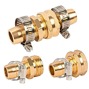 Hourleey Garden Hose Repair Connector with Clamps, Fit for 3/4" or 5/8" Garden Hose Fitting (6-Set)