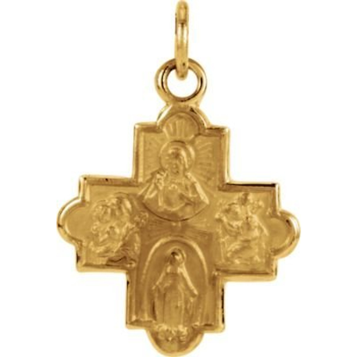Bonyak Jewelry 14k Yellow Gold 12x12 mm Four-Way Cross Medal (Petite Size)