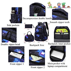 VIDOSCLA Galaxy Kids Rolling Backpack for Boys Primary Students Wheeled Bookbags for School
