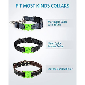 Joytale 2 Pack Airtag Dog Collar Holder, Elastic Silicone Air Tag Holder for Dogs and Cats, Light and Durable Apple Airtag Holder with Slide-On Loop(Black/Green)