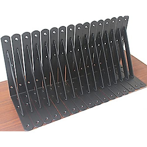 16 Pack L8" x H 6" Black Heavy Duty Shelf Brackets with Screws Metal Shelf Brackets Shelf Support Angle Brackets for Shelves L Brackets Heavy Duty Floating Shelf Brackets