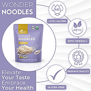 Wonder Noodles Keto Pasta - Spaghetti - Zero Carbs, Gluten-Free, Kosher, Vegan, Low-Calorie -Organic Konjac Noodles - (6 Individually Sealed Packs of 7oz each)