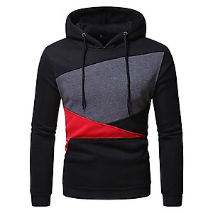 Maiyifu-GJ Slim Fit Athletic Hoodies for Men Patchwork Contrast Color Pullover Hoodie Color Block Sport Hooded Sweatshirt (Black 2,X-Large)