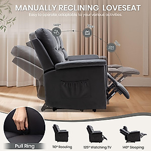 Consofa Loveseat Recliner Reclining Loveseat with Console, Wall Hugger Loveseat Recliner, Double Reclining Loveseat with Side Pockets & Cup Holders for Living Room, Office, Home Theater