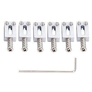 Musiclily Ultra 10.5mm Modern Brass Guitar Tremolo Bridge Saddles for Strat/Tele Style Electric Guitar, Chrome (Set of 6)