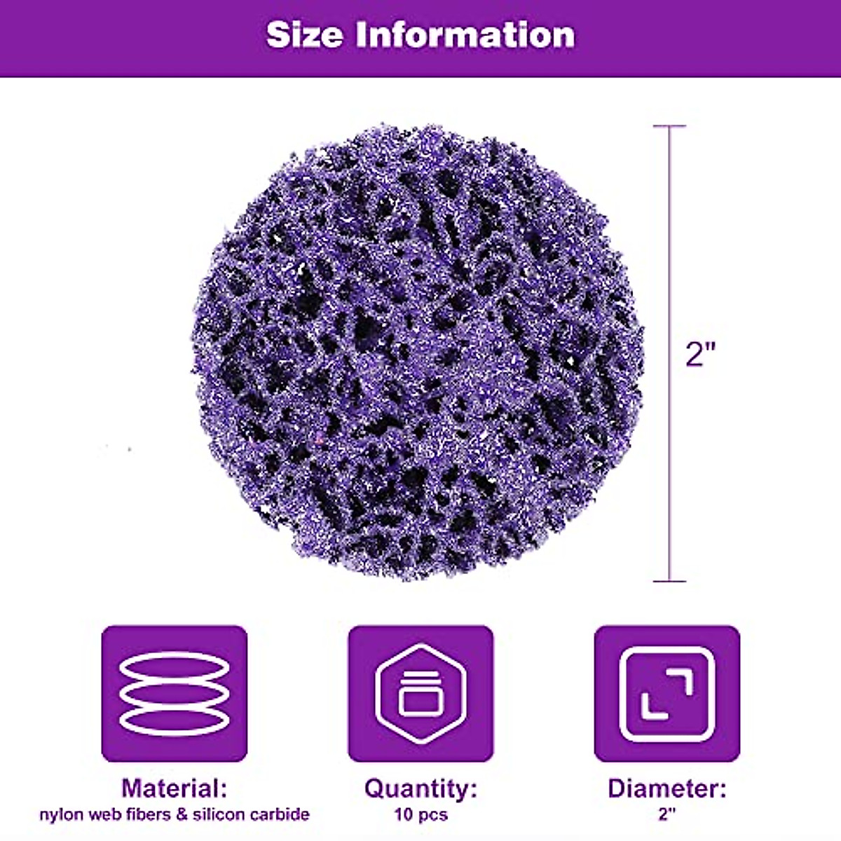 TSOAPX 10 PCS 2" Quick Change Strip Discs, Purple Non Woven Nylon Easy Stripping Discs with Male R-Type Backing, Die Grinder Attachments for Clean Welds Paint Rust Removal Sanding Polishing
