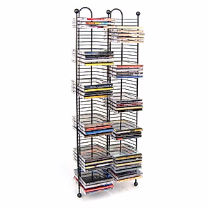 Atlantic Nestable 100 CD Tower - Holds 100 CDs, Efficient Side by Side Space-Saving Design, Heavy Gauge Steel Construction, Gunmetal Finish PN63705079