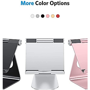 OMOTON Tablet Stand Holder Adjustable, T1 Desktop Aluminum Tablet Dock Cradle Compatible with iPad Air/Mini, iPad 10.2/9.7, iPad Pro 11/12.9, Samsung Tab and More, Silver