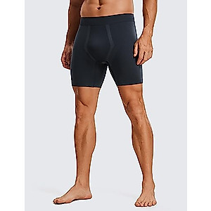 CRZ YOGA Men's Seamless 5" Boxer Briefs Breathable Sports Underwear (3-Pack) Black/True Navy (3pack) Large