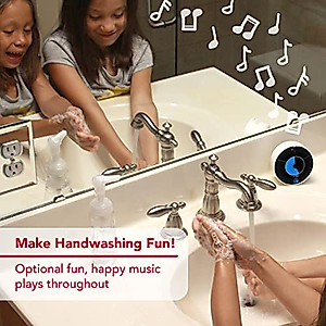 TIME TIMER WASH — 30 Second Visual Timer Promoting Proper Hand Washing for Preschool, Kindergarten and Adults, Hands Free, Touch-Less Handwashing, Bathroom Timer with Optional Music Sound