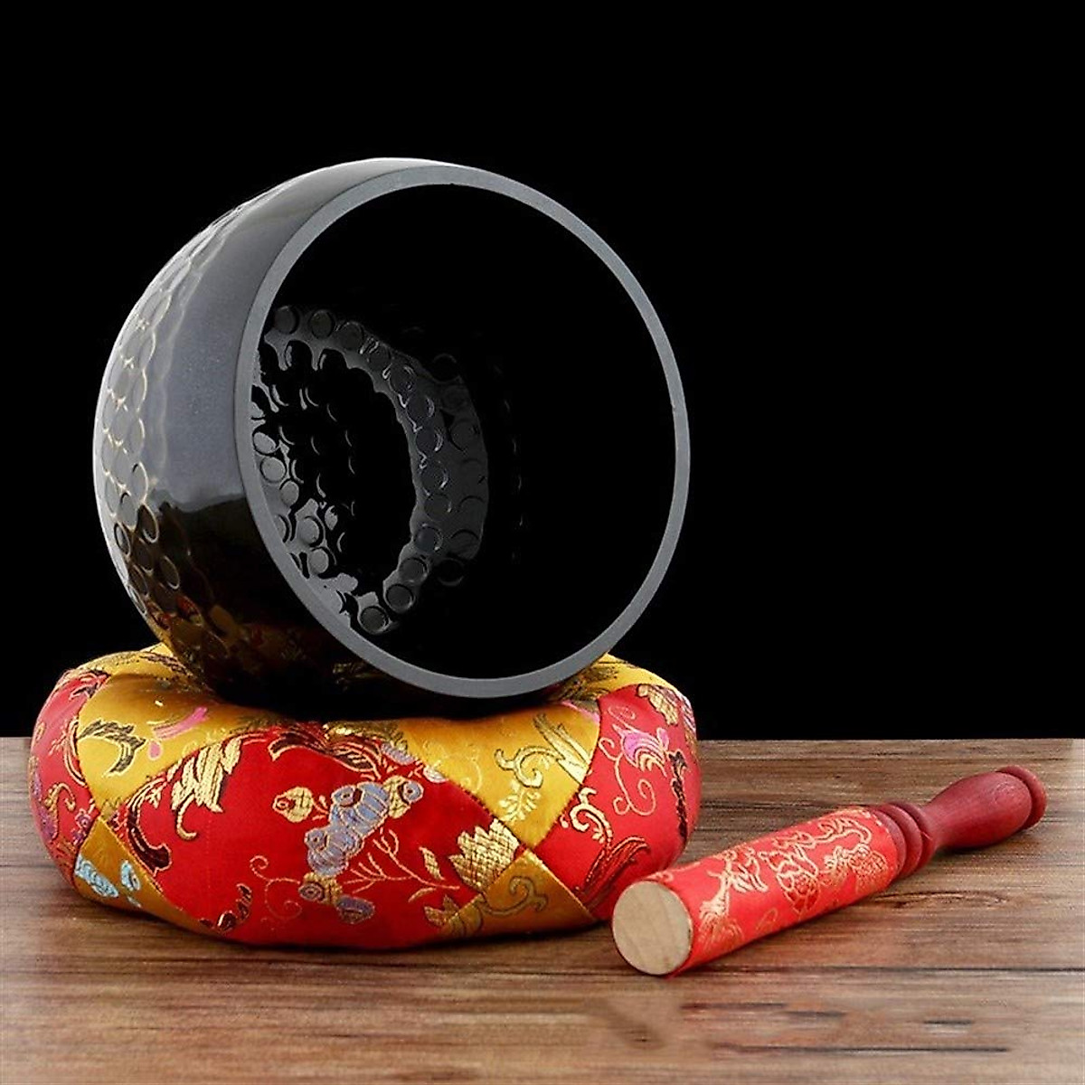 KUYUC Tibetan Singing Bowls Set, Meditation Sound Bowls for Prayer Yoga Reiki Healing Stress Reduction Stress Reduction (Color : Black, Size : 6inch)