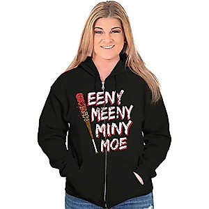 Brisco Brands Eeny Meeny Miny Moe Bloody Bat Zip Up Hoodie Mens Womens Black