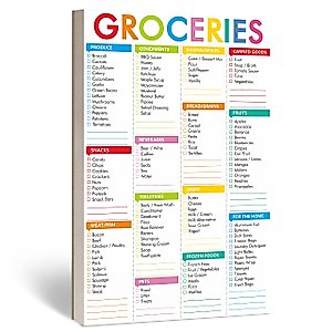 90 Sheets Fastcheck Grocery List Magnet Pad, 110 Printed Common Food for Fridge and Blank Grocery Shopping Spaces for Home. Size 6”x 9”