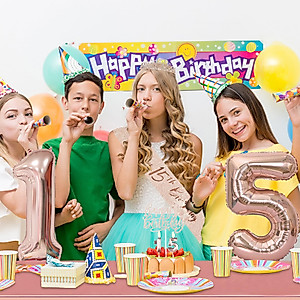 Trgowaul 15th Birthday Decorations Balloon Set Women's Arch, Rose Gold 15th Birthday Banner and Party Tablecloth, Belt and Tiara, Pink Gold 15th Balloon, Pink Birthday Cake Top, Latex Balloon * 60