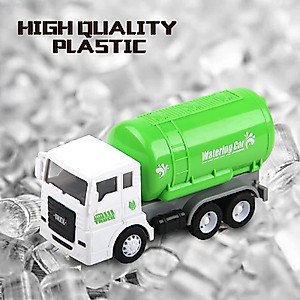 FIVEDAOGANG Garbage Truck Toy, 3 Pack Friction Powered Waste Management Garbage Truck Game with Front Load Dumpster, Back Dump Garbage,4 Trash Bins with 108 pcs Trash Cards, Gift for 3+ Years Old Kids