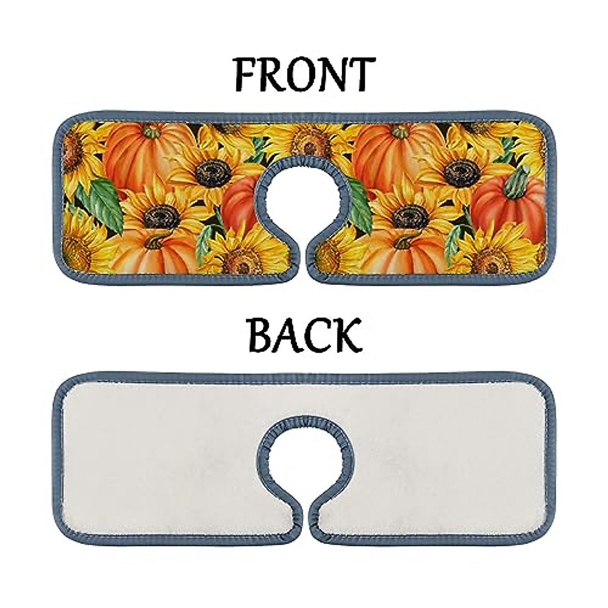 Absorbent Kitchen Faucet Mat 3 Pieces Pattern of Pumpkins Sunflowers Faucet Sink Splash Catcher Bathroom Counter Drip Catcher,Splash Guard Water Stains Preventer