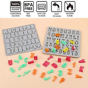 Juome 2Pcs Letter Molds for Chocolate, Alphabet and Numbers Silicone Molds for Making Gummy Candy Chololate Cake Decoration