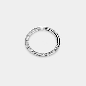 FANSING Grade 23 Titanium Daith Earrings for Women 16 Gauge Helix Cartilage Ear Piercing Hoop 10mm Septum Jewelry Silver Hinged Septum Nose Rings 16g Clicker