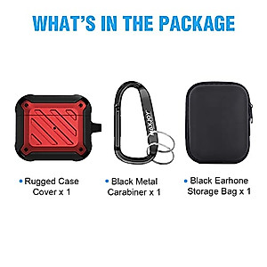 Maxjoy for Airpods 3 Case Cover 2021, Airpods 3 Protective Case Gen 3 Rugged Hard Shell Shockproof Cover with Keychain Compatible with Apple Airpods 3rd Generation Charging Case 2021, Red