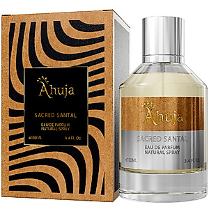 AHUJA Sacred Santal Eau de Parfum 3.4 fl oz -Unisex Perfume,Sandalwood,Violet Leaves and Cardamom,Earthy Woody Scent w/Spicy Notes,Best Alternative for Santal 33