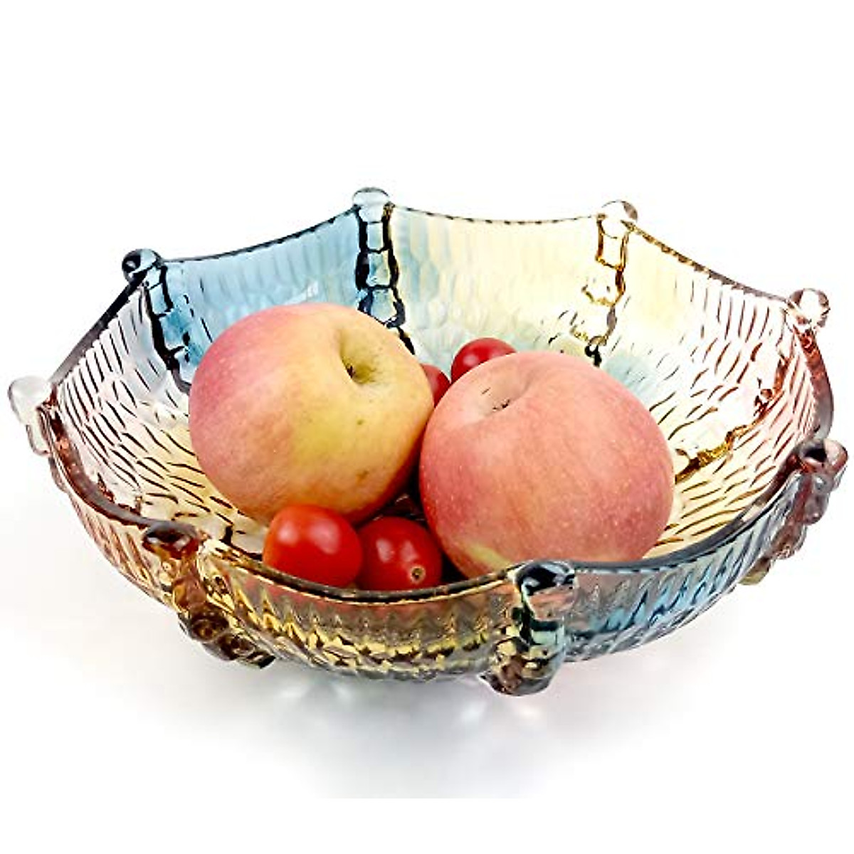weigeer EWEIGEER 10.7-inch High-Grade Crystal Glass Colorful Fruit Candy Snack Bowl,Art Glass Bowl Flower-shaped,Cool Design