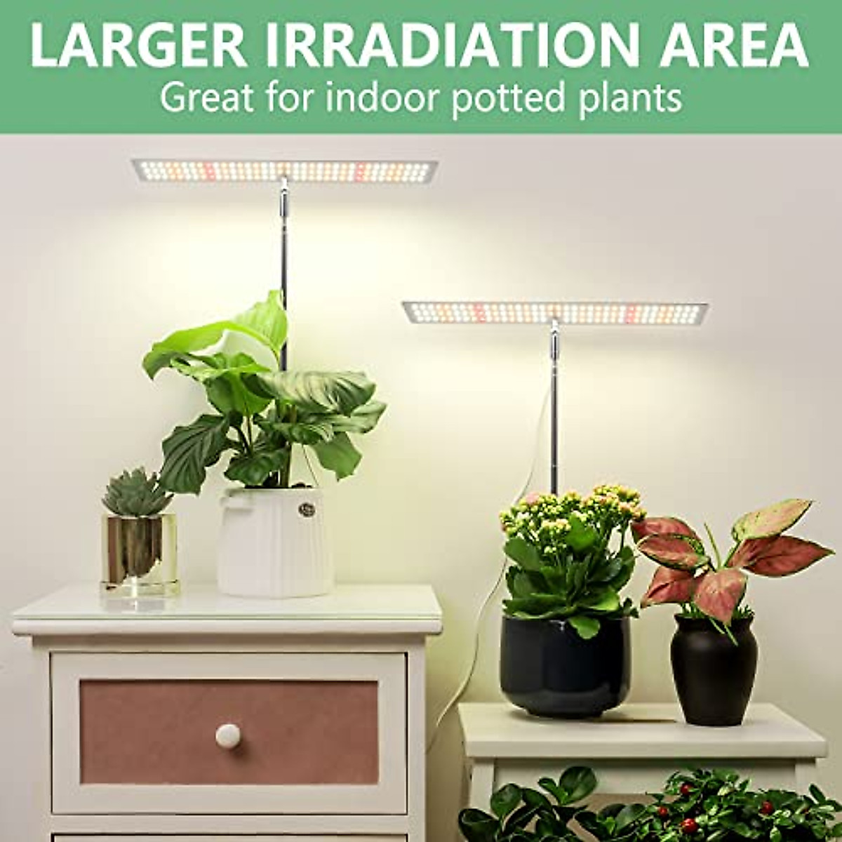 LORDEM Plant Grow Light, Full Spectrum LED Grow Light for Indoor Plants, Growing Lamp with 4 Dimmable Brightness, Auto On/Off Timer 4/8/12H, 26" Height Adjustable, Suitable for Plant Growth
