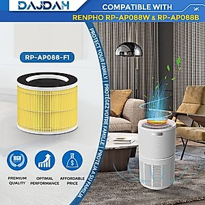 RP-AP088-F1 Replacement Filter Compatible with RENPHO Air Purifier Replacement Filter RP-AP088W True HEPA H13 Filter for RENPHO RP-AP088B RP-AP088W RP-AP088W/RP-AP088B Especially for Pet Allergy, 2PCS
