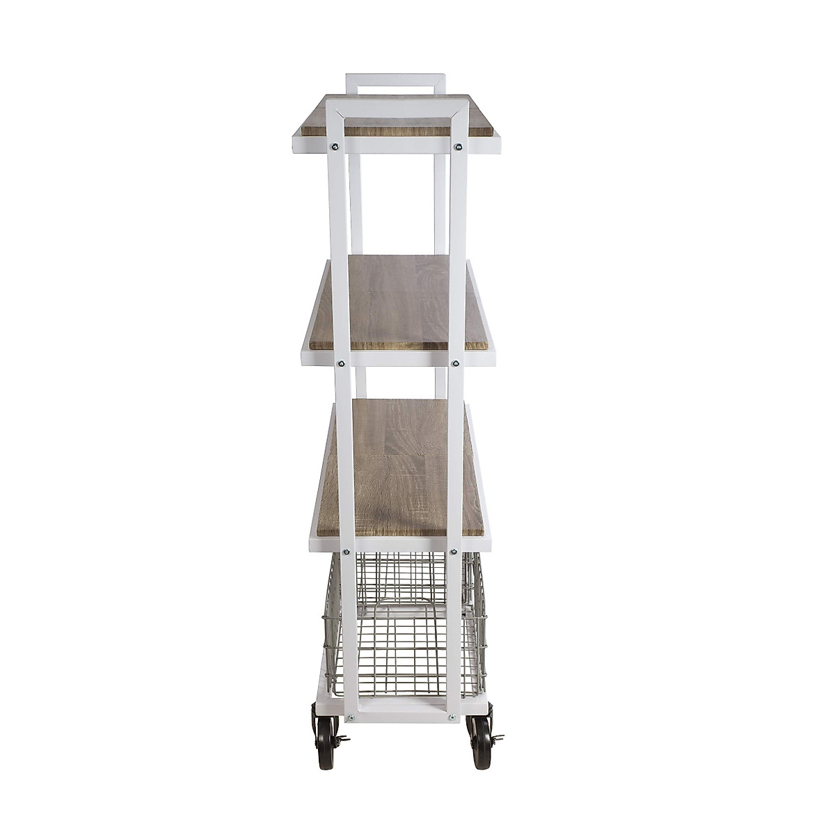 Atlantic Modular Mobile Storage Cart System, with Interchangeable Shelves & Baskets, Powder-Coated All-Steel Frame, 4-Tier, Caster Wheels for Mobility, PN 23350331, in White