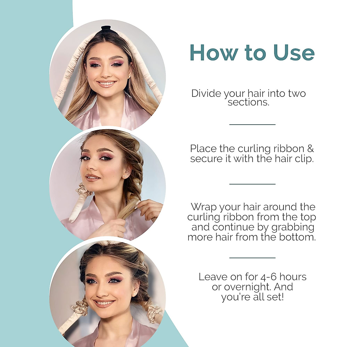 MATASSE Overnight Silk Heatless Hair Curler Set - Made of 6A Grade, 22 Momme Mulberry Silk - Effortless Heatless Curling Rod Silk Headband for Cozy, Damage-Free, No Heat, Sleep Curls for Long Hair