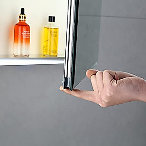 AOOCOW Bathroom Medicine Cabinet with Mirror Double Doors, 30"×26" Aluminum Bathroom Medicine Cabinet with Adjustable Glass Shelves, Bathroom Medicine Cabinet with Storage Recess or Surface Mount