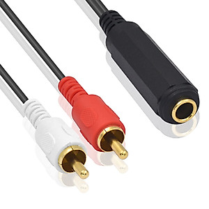 Poyiccot RCA to 1/4 Adapter Cable, 6.35mm 1/4 inch TRS Stereo Jack Female to 2 RCA Male Plug Y Splitter Adapter Cable 25cm/10inch (635F-2RCAM)