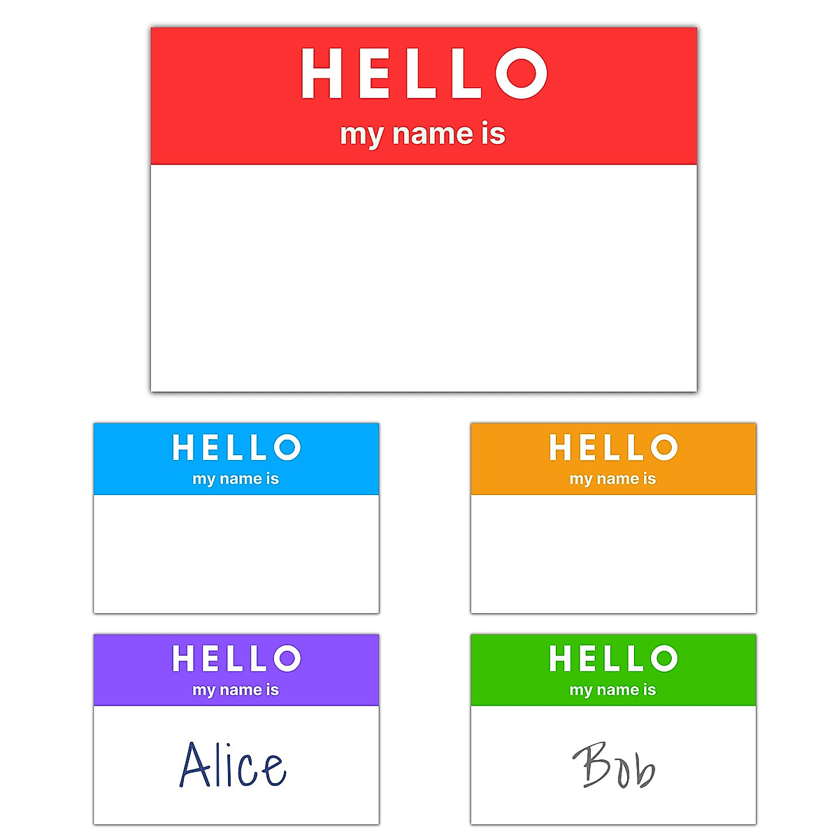 250 Pack Hello My Name Stickers - Vibrant Name Tags