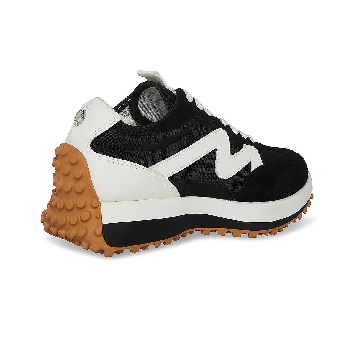 Steve Madden Women's Campo Sneaker, Black/White, 8.5