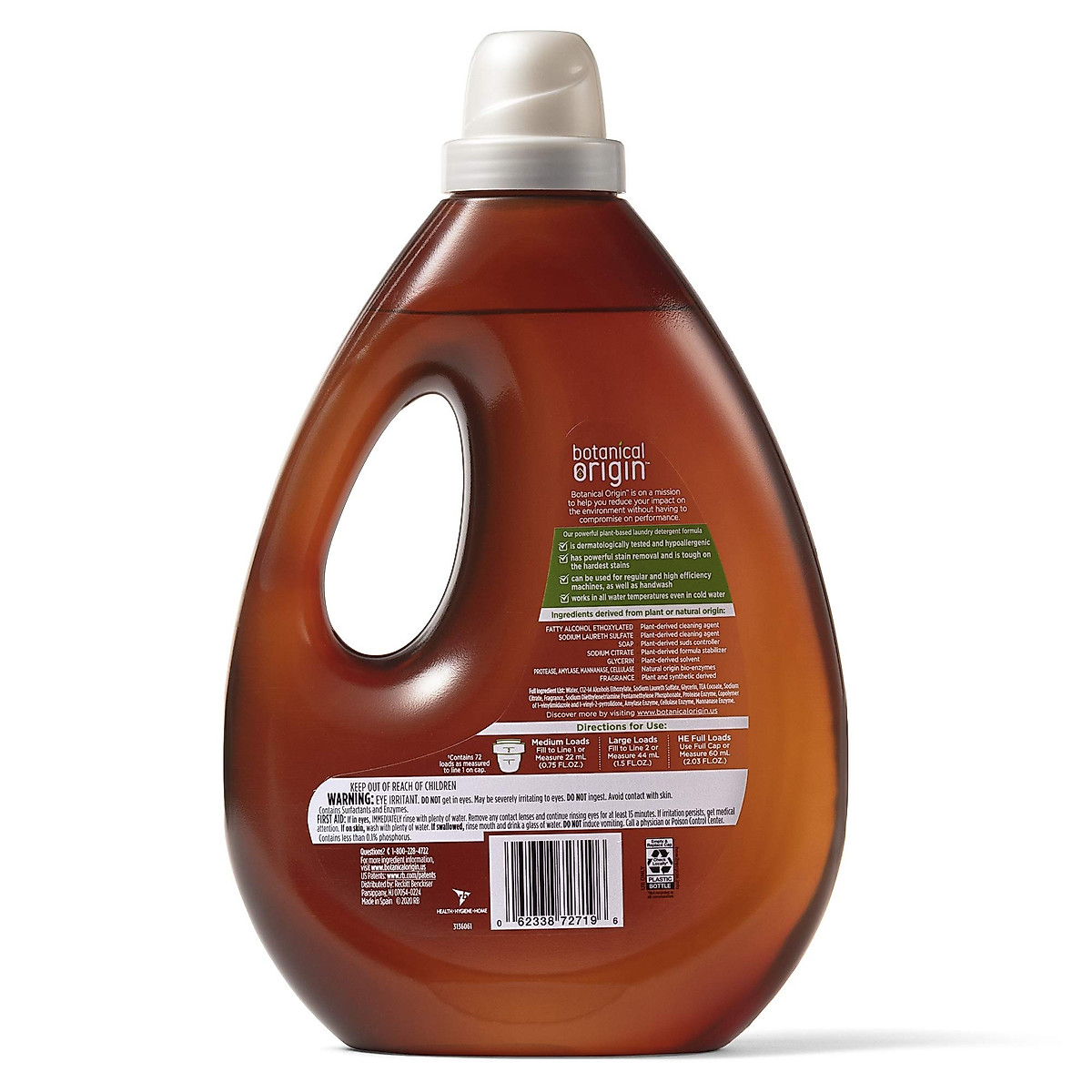 Botanical Origin Plant-based Laundry Detergent Orange Blossom and Citrus Leaves, 54 oz (72 loads)