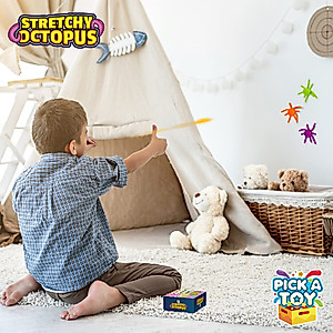 Octopus Wall Crawling Sticky Toys for Kids, 4 Pack, Soft and Flexible Squishy Walkers, Bright and Colorful Climbers, Washable and Reusable Stickiness, Birthday Party Favors and Easter Basket Stuffers