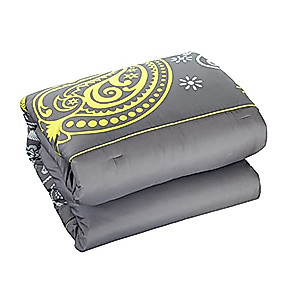 Chic Home Olivia 20-Piece Comforter Reversible Paisley Print Complete Bed in a Bag with Sheet Set, Window Treatments, and Decorative Pillows, King, Grey